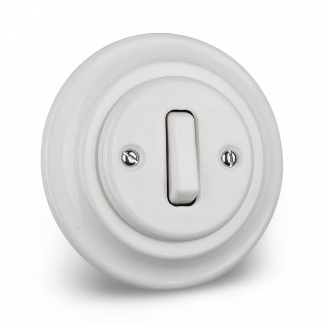 Polar White 1 Gang Porcelain Light Switch – Ceramic Sockets